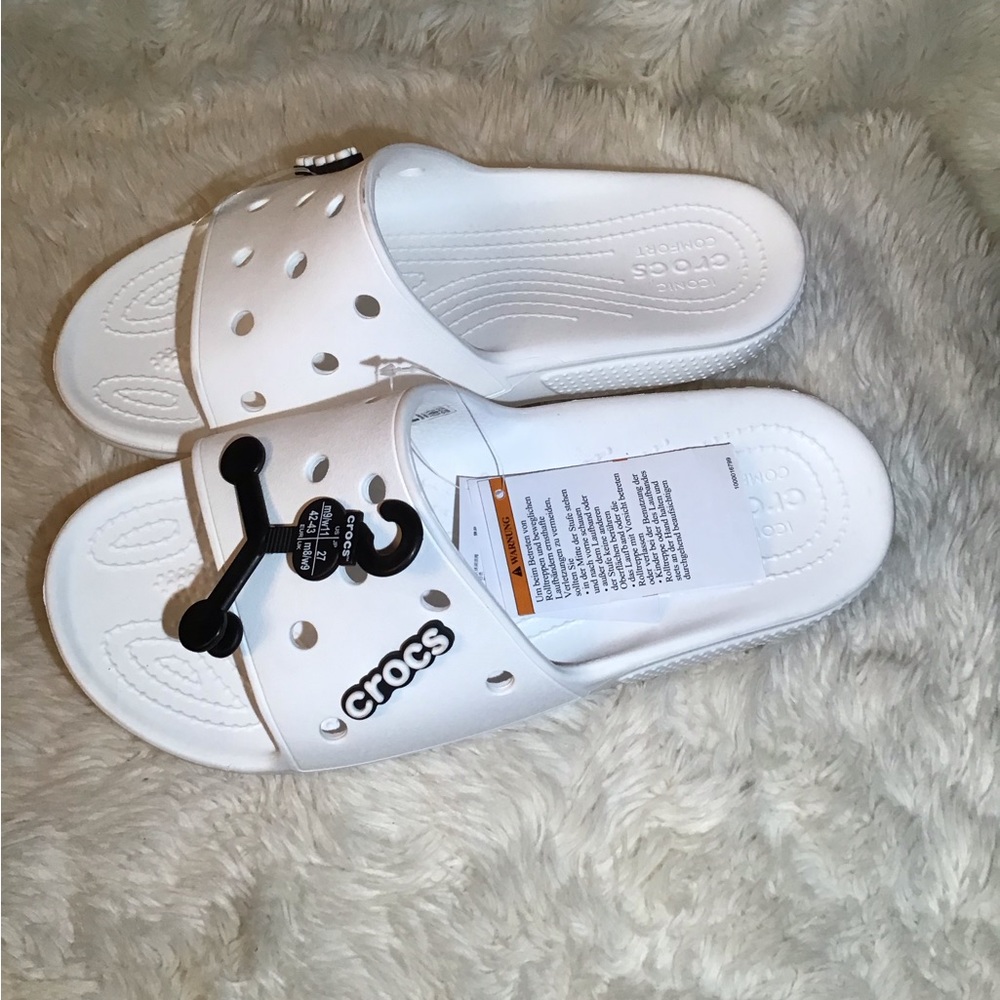 Crocs White Iconic Comfort Sandals Size Men9/Womens11 - Gem